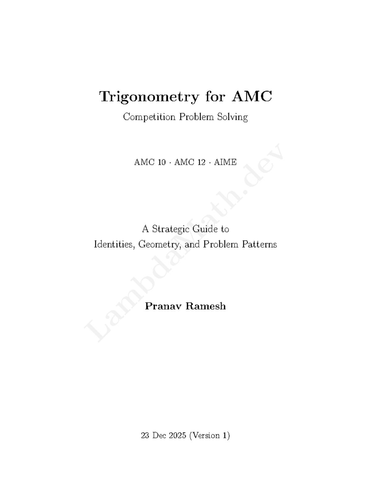 Trigonometry for AMC 10, AMC 12, and AIME: A Strategic Guide - Studocu