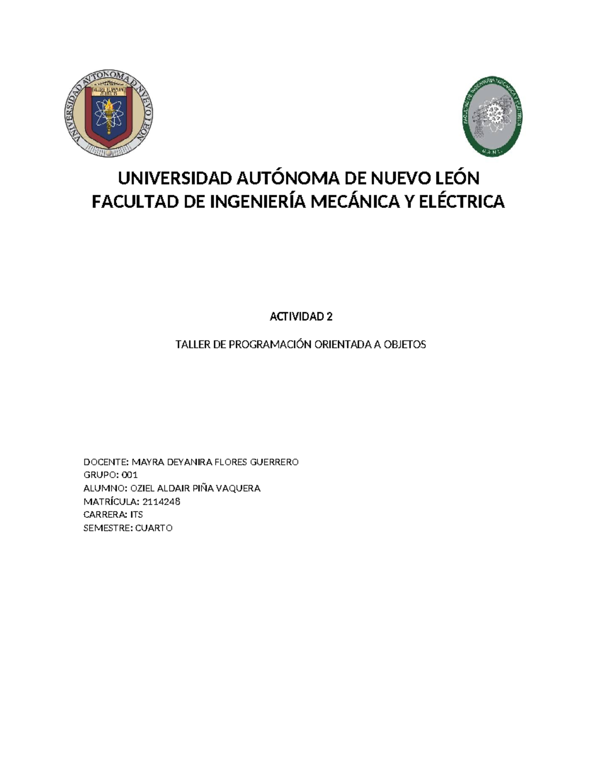 TPOO 2: Taller de Programación Orientada a Objetos - Actividad 2 - Studocu