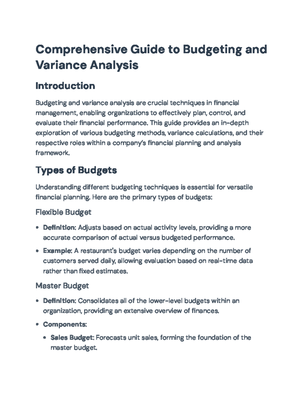 Comprehensive Guide to Budgeting & Variance Analysis Techniques ...