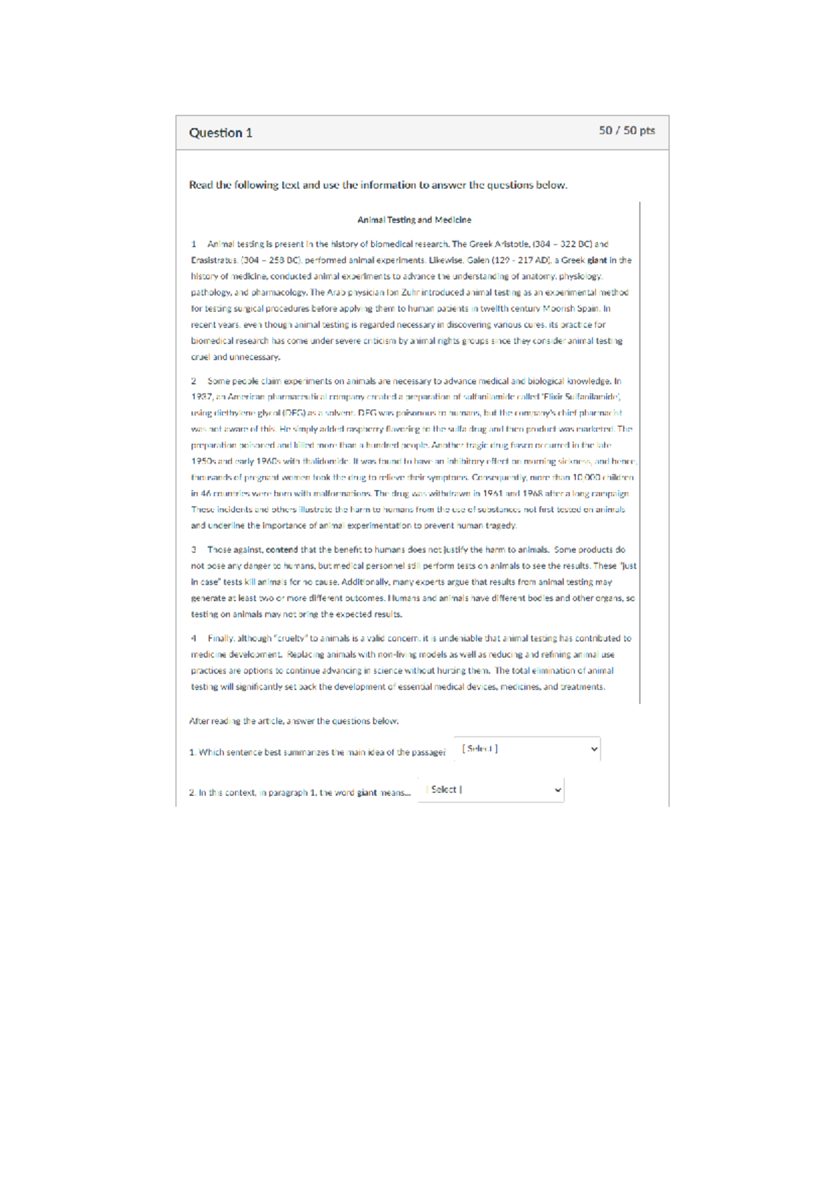 Final Exam Essay - AW10: Animal Testing and Its Impact on Medicine ...
