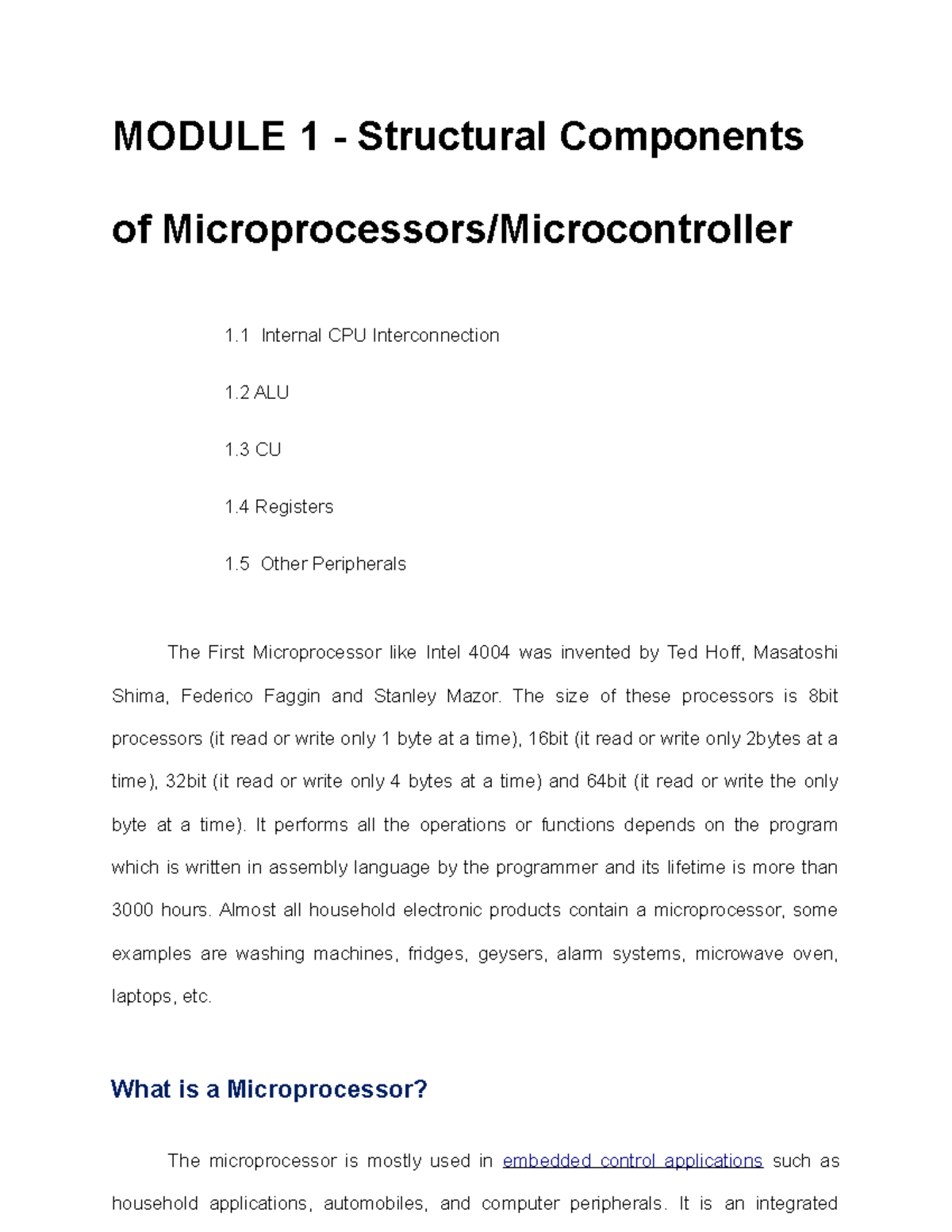 26. Module 1 Structural Components of Microprocessors or ...
