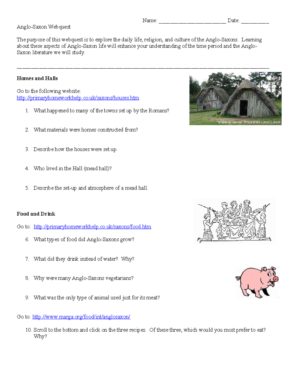 Anglo-Saxon Culture Webquest: Daily Life & Religion Exploration - Studocu