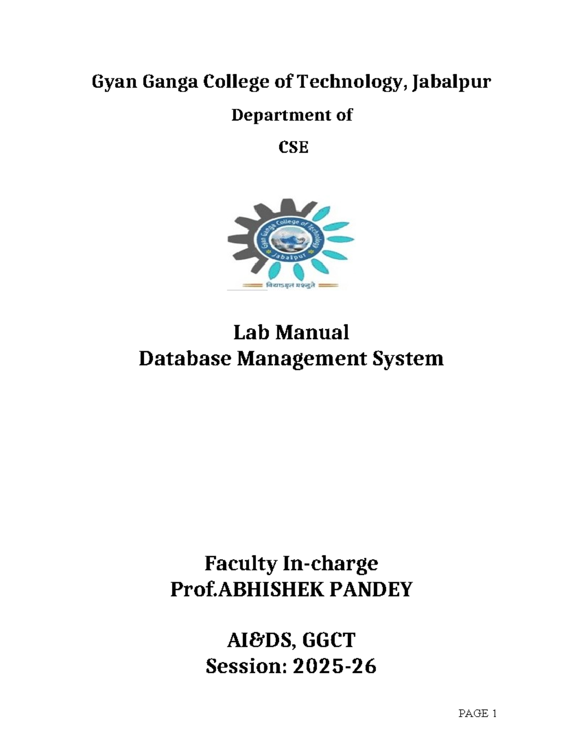 DBMS Lab Manual (CSE 2025): SQL Operations & Procedures - Studocu