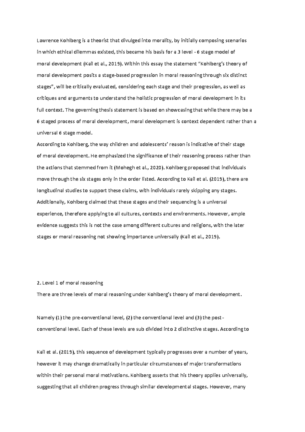 Kohlberg's Theory of Moral Development: A Critical Evaluation Essay ...