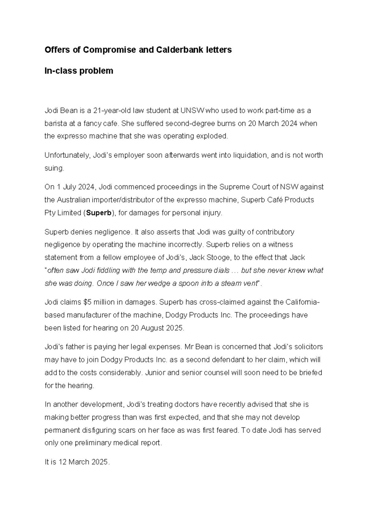 Offers of Compromise & Calderbank Letters: Legal Analysis (LAW202 ...