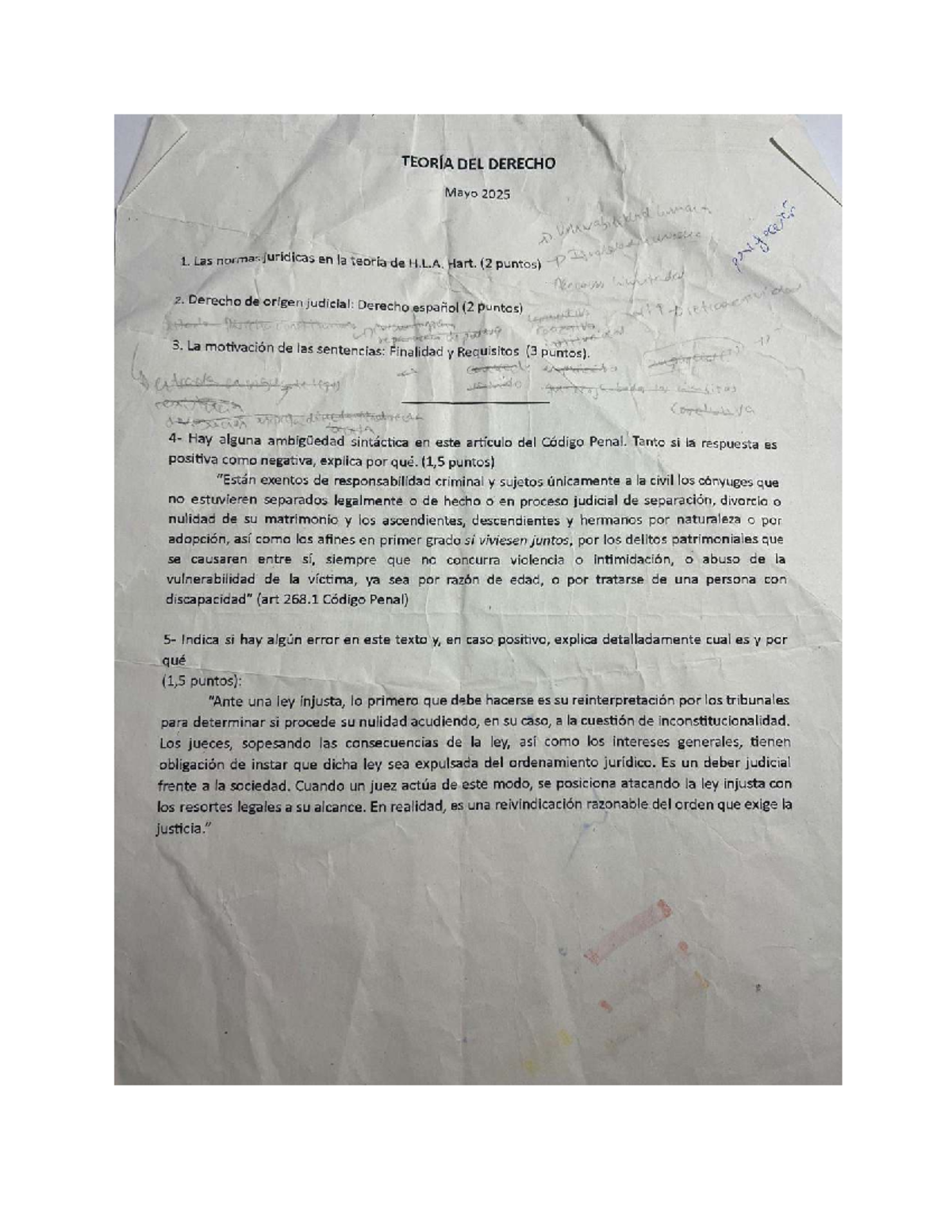 Teoría del Derecho: Examen Ordinario Mayo 2025 - Studocu