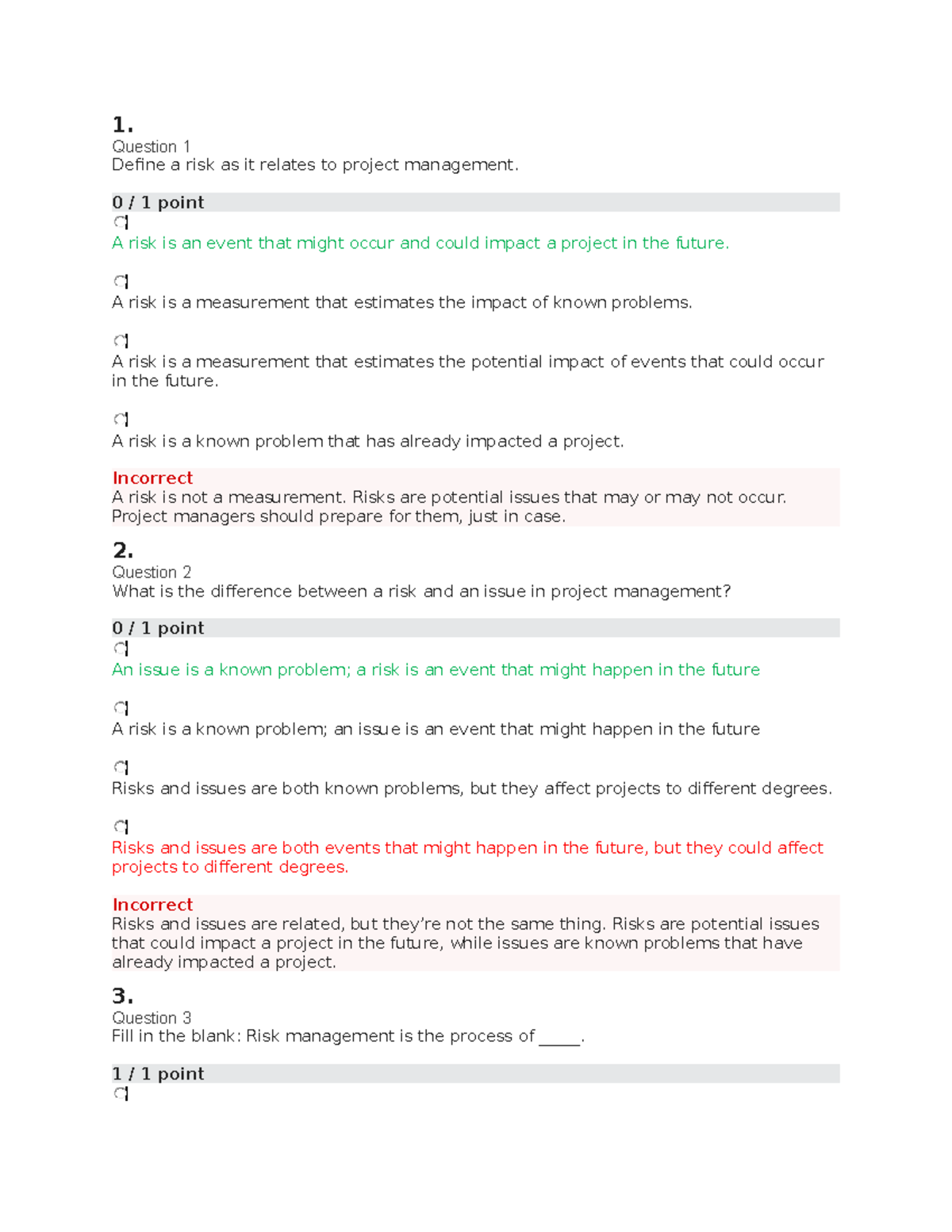 Module 4 assignments - Questions with answers - 1. Question 1 Define a ...