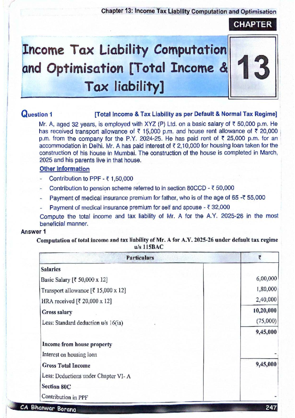 Chapter 13: Income Tax Liability Computation & Optimization - Total ...