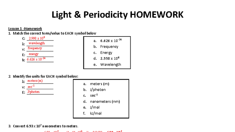 Light & Periodicity Homework (Course Code: PHYS101) Key - Studocu