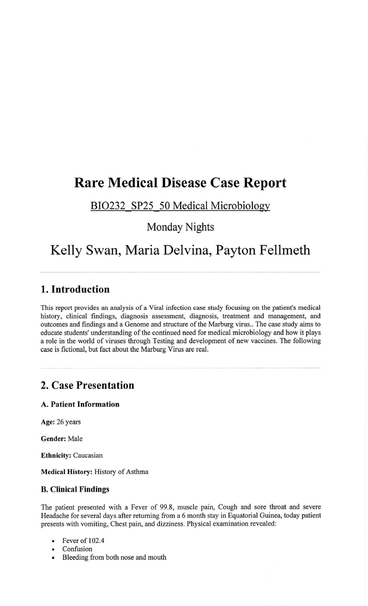 Medical Microbiology Case Studies: BIO232 SP25 50 Analysis of Viral ...