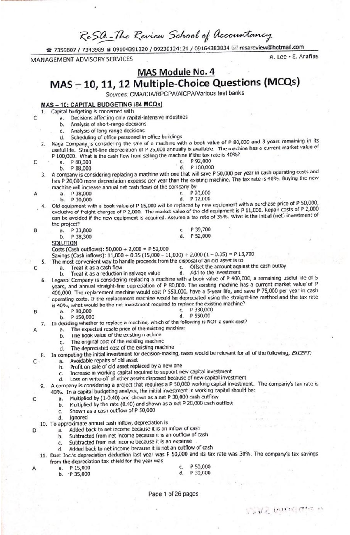 MAS REVIEWER WITH EXPLANATIONS - Accountancy - Studocu