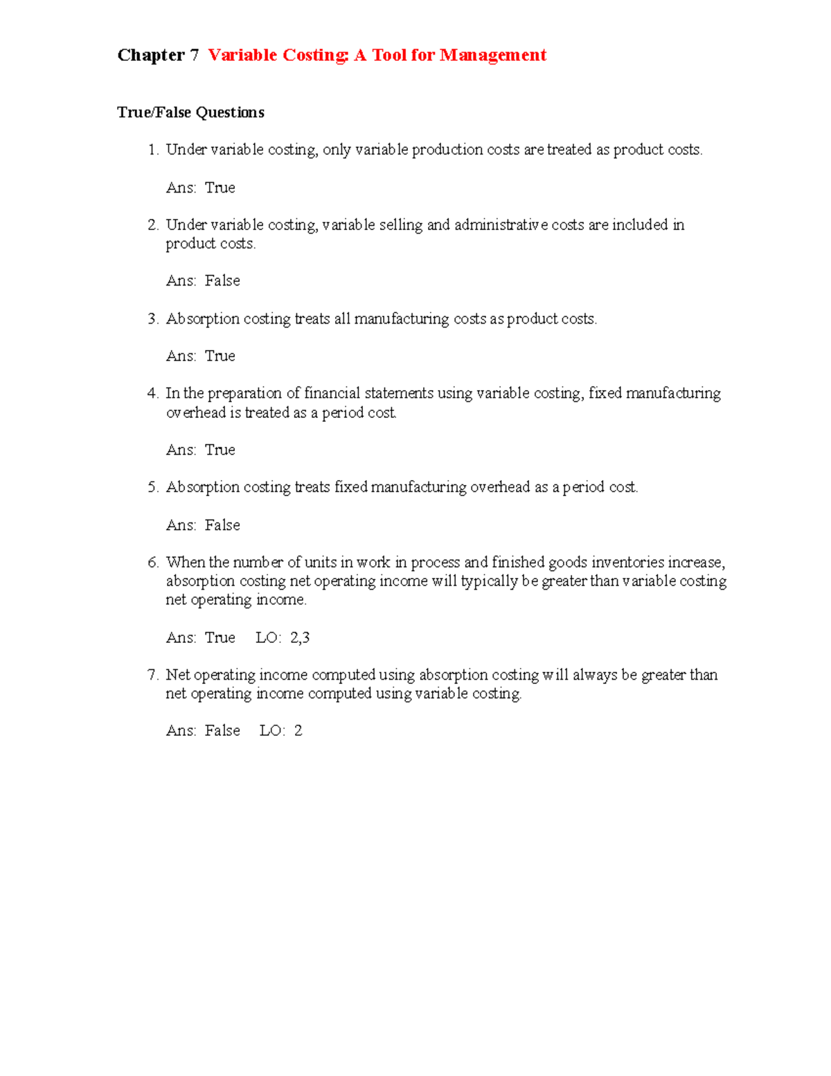 Exam 2 September 2019, questions and answers - Chapter 7 Variable ...