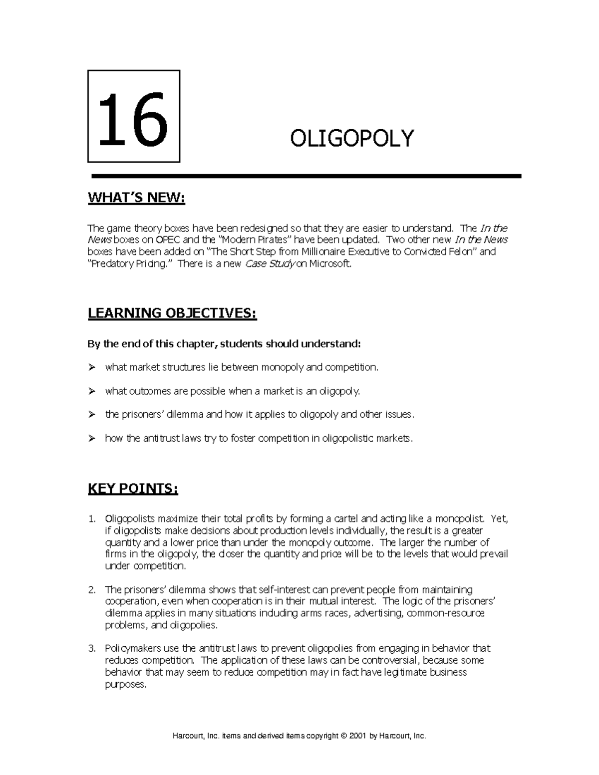 Oligopoly - Intro to ecoconomy notes - WHAT’S NEW: The game theory ...