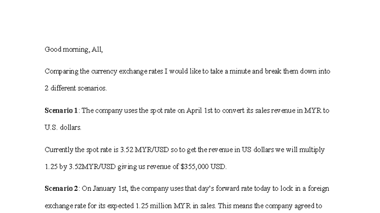 Global Dimensions M4: Currency Exchange Rate Scenarios Analysis - Studocu