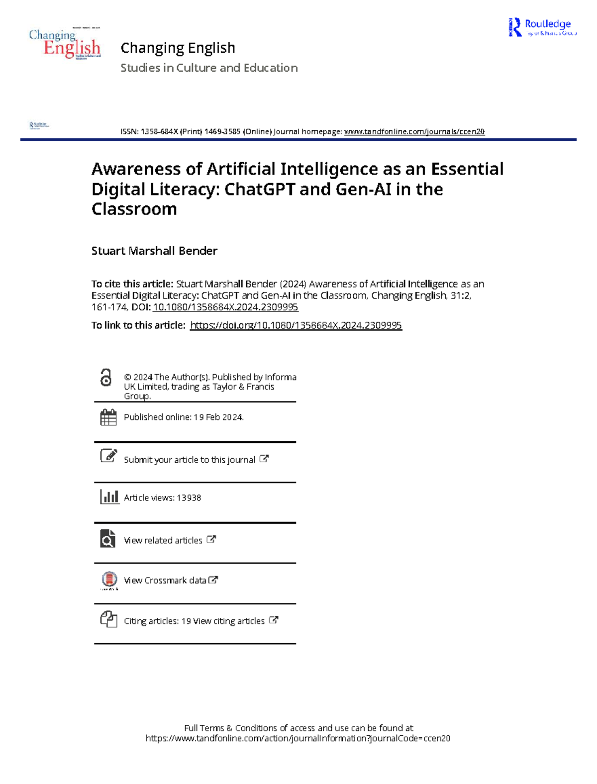 Awareness of AI as Essential Digital Literacy: ChatGPT in the Classroom ...