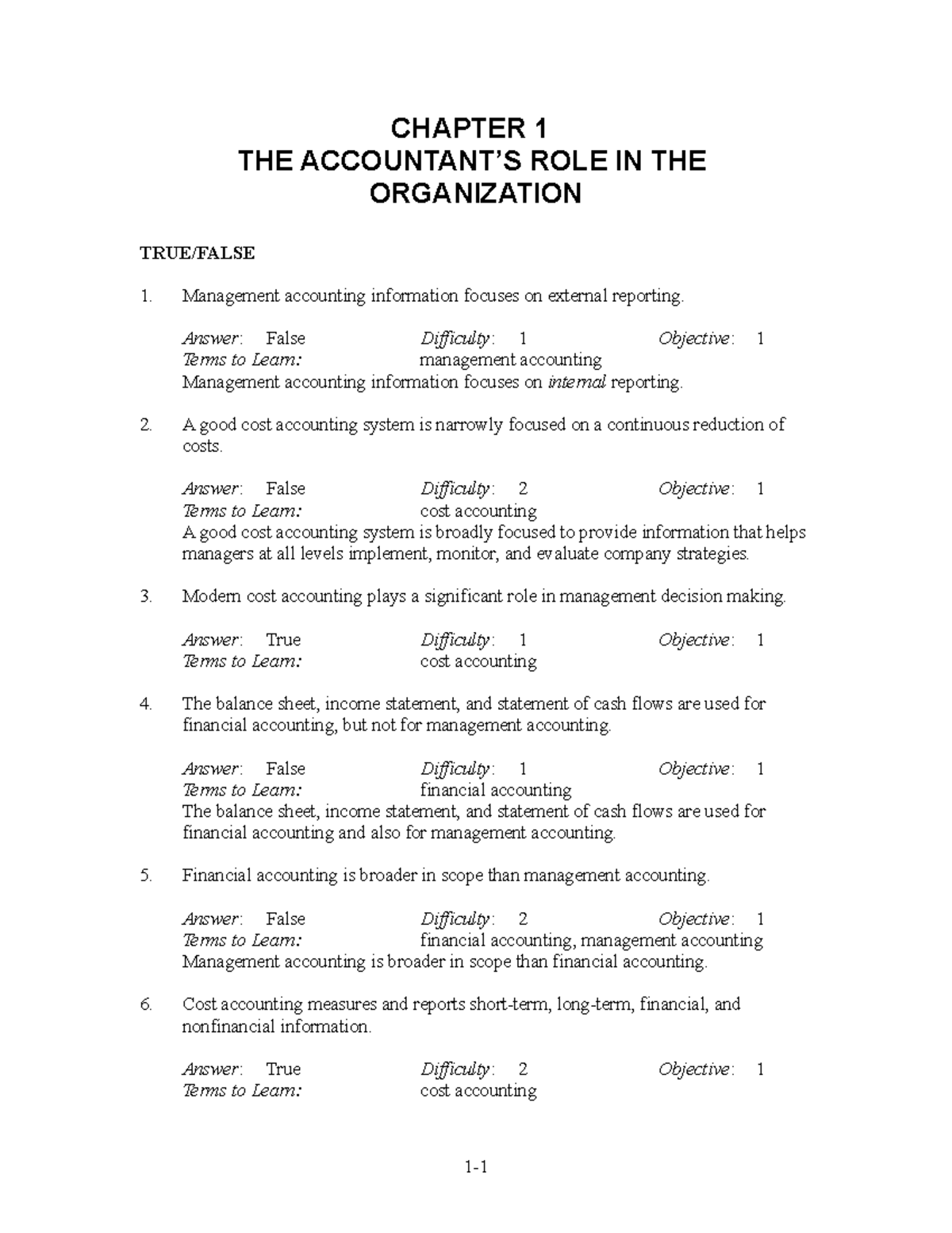 Chapter 1: The Accountant's Role in Organizational Success (ACCT 101 ...