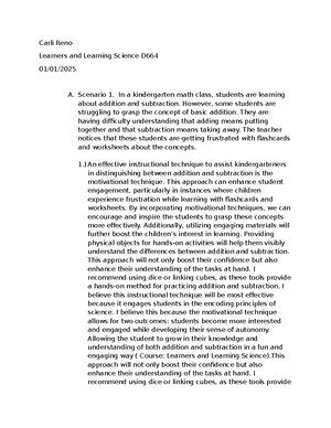 Task 1 D664 - task 1 - Topic- Kindergarten class. Using the spacing ...