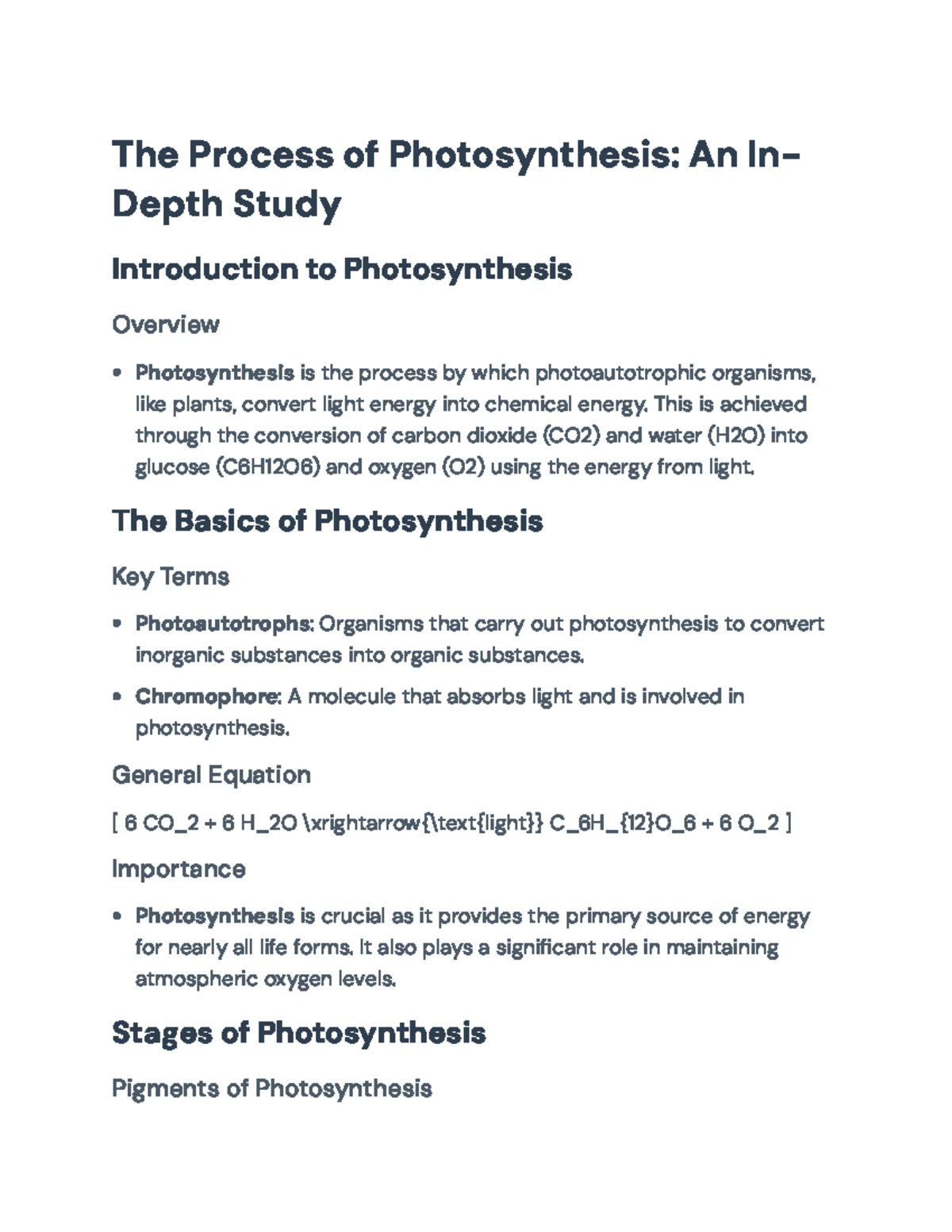 An In-Depth Study of Photosynthesis: Process and Importance - The ...