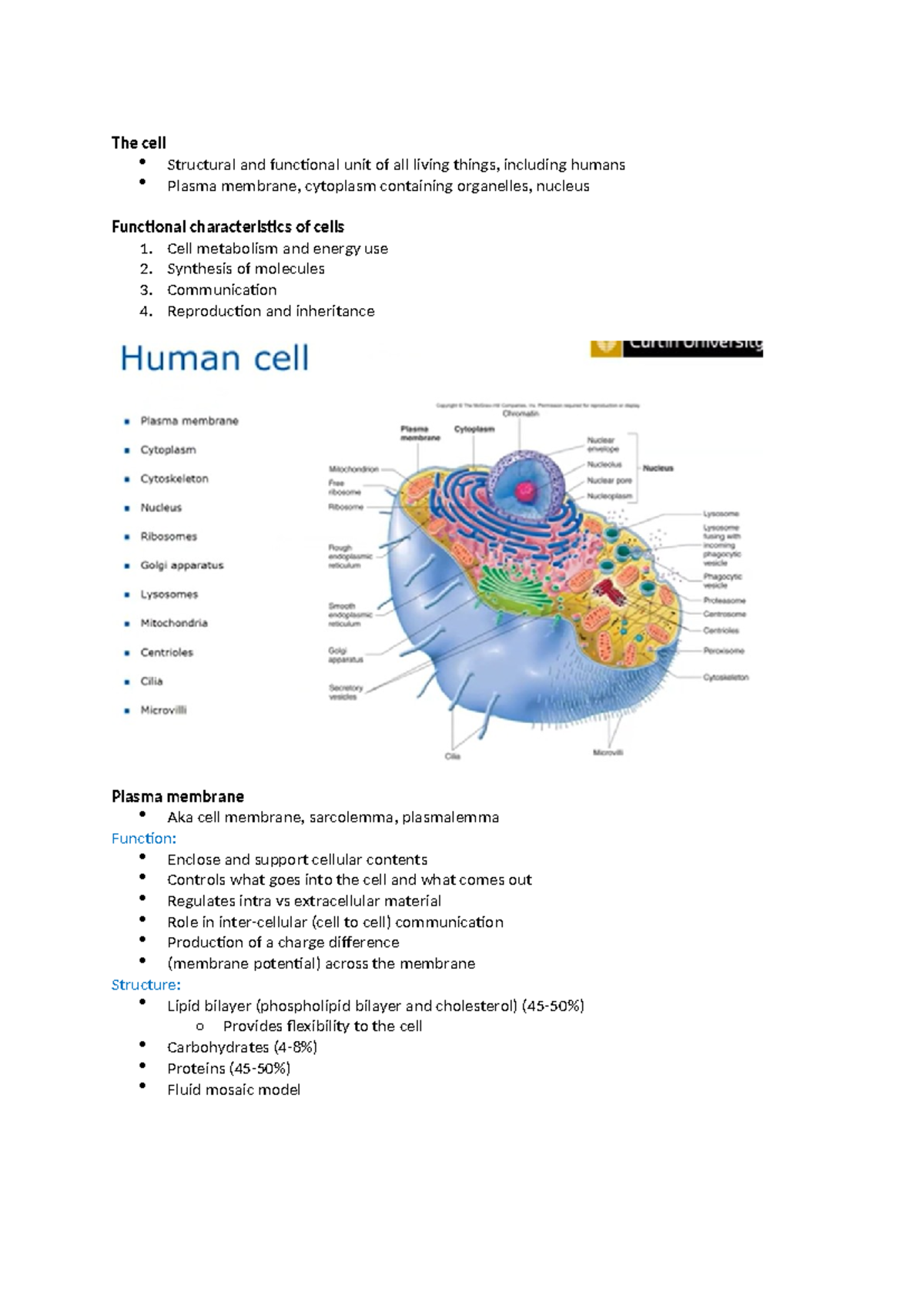 Compendium 2 the cell - The cell Structural and functional unit of all ...