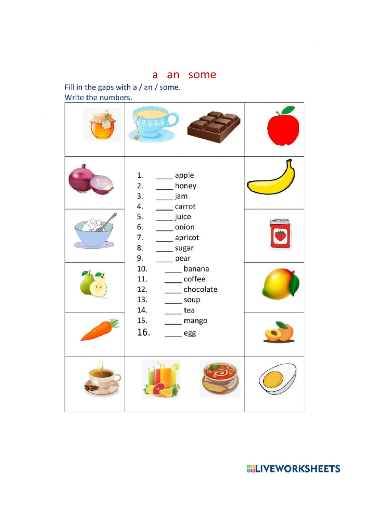 A an some 2 - practice - General English - a an some Fill in the gaps ...