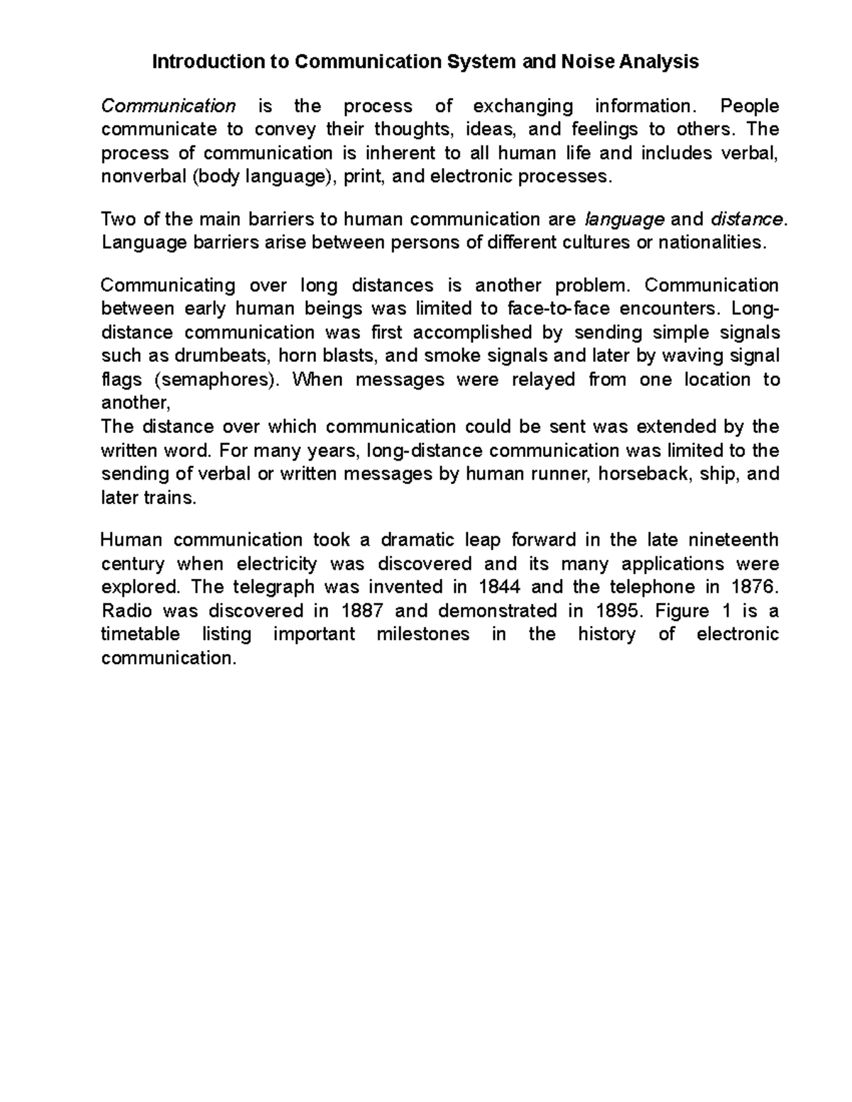 Introduction to Communication System and Noise Analysis - Introduction ...