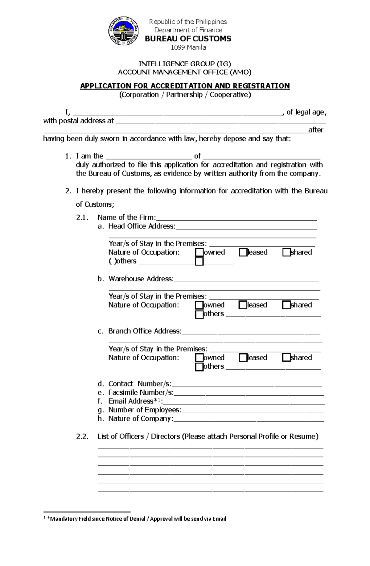 BOC 1099 Application for Accreditation & Registration (Corp/Partnership ...