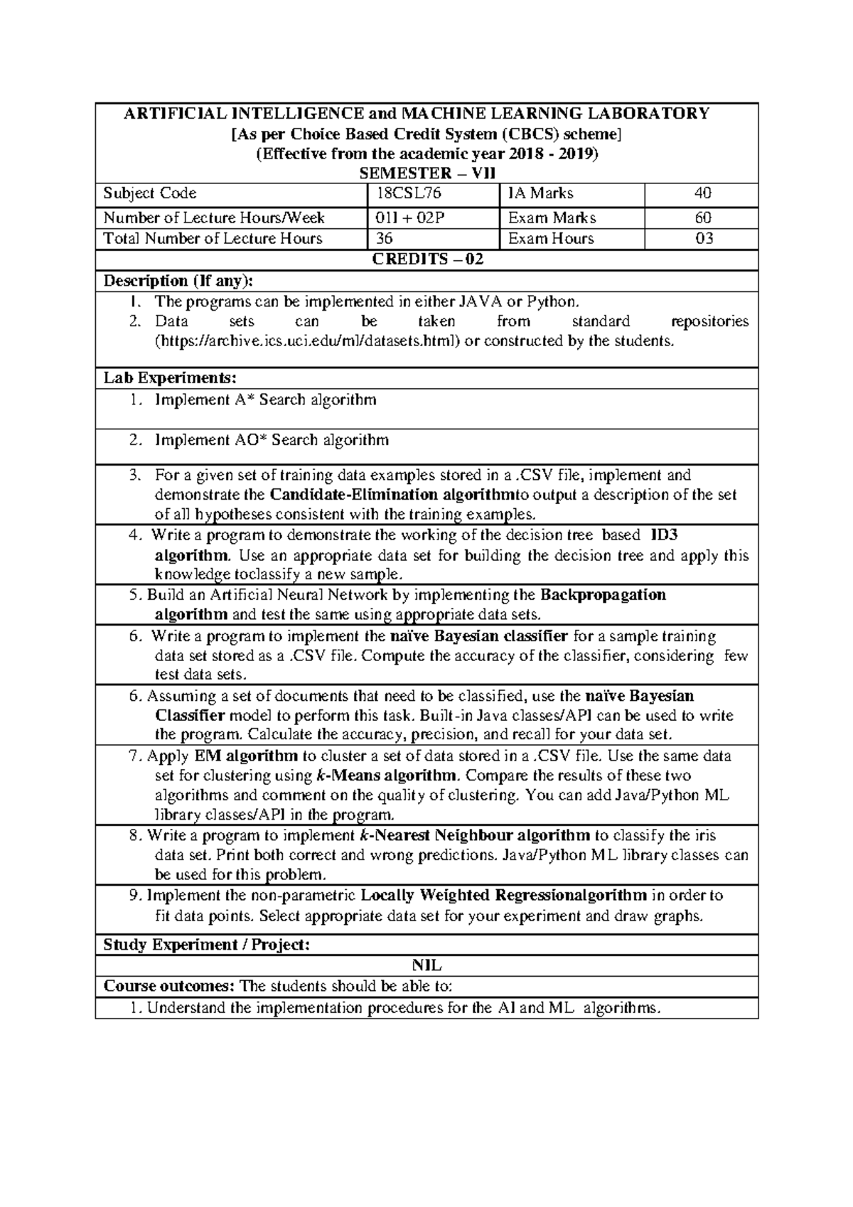 AI and ML LAB Manual 18 Scheme-1 - ARTIFICIAL INTELLIGENCE and MACHINE ...