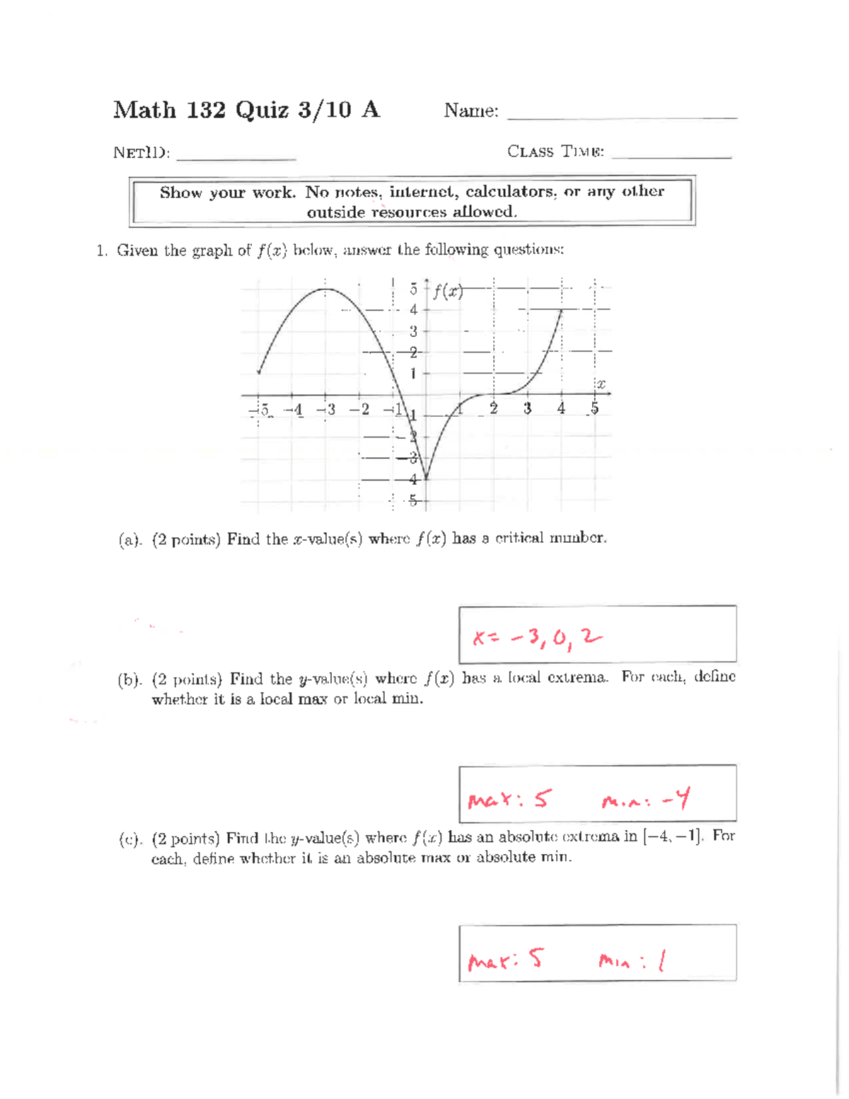 S25 132 quiz A mar10 key - give an example similar to this - Math 132 ...