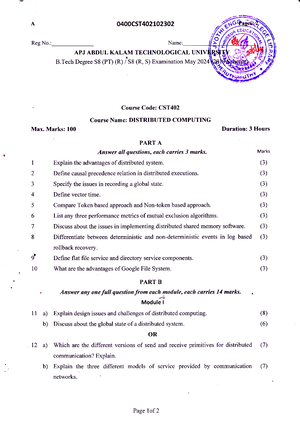 Question bank-All modules - CST402 DISTRIBUTED COMPUTING MODULE- I PART A QUESTIONS What do you ...