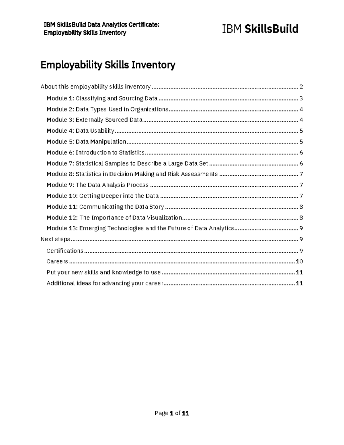 IBM SkillsBuild Data Analytics Certificate: Employability Skills ...