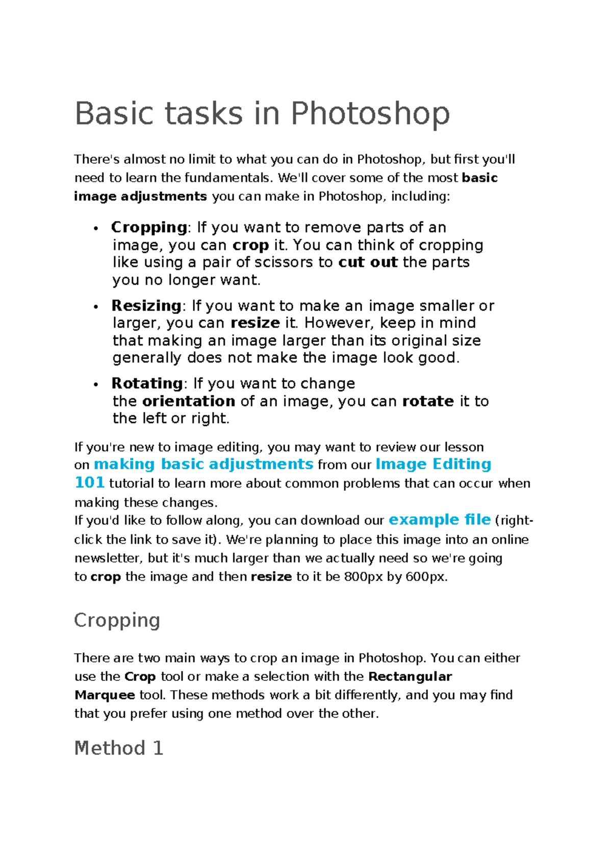 Photoshop Basics: Cropping, Resizing, and Rotating Images - Studocu