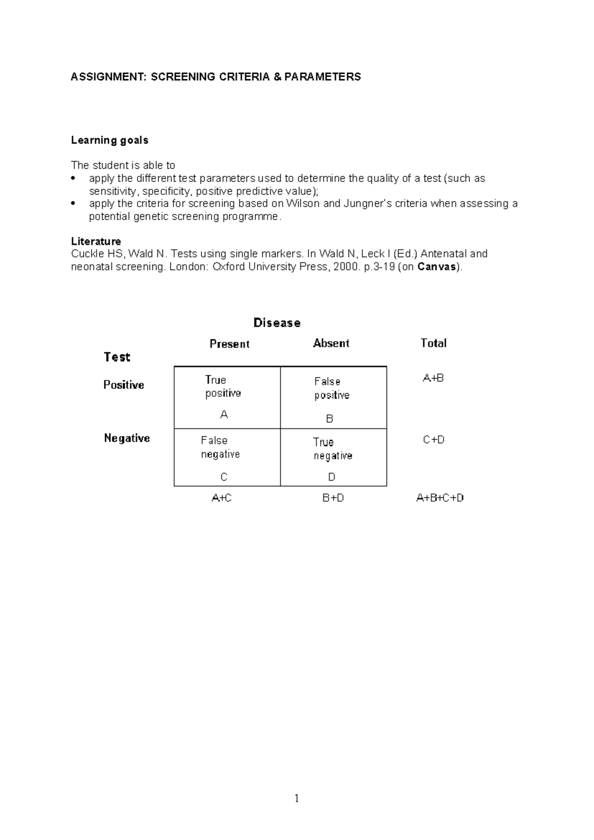 Screening Criteria & Parameters Assignment for English Students ...