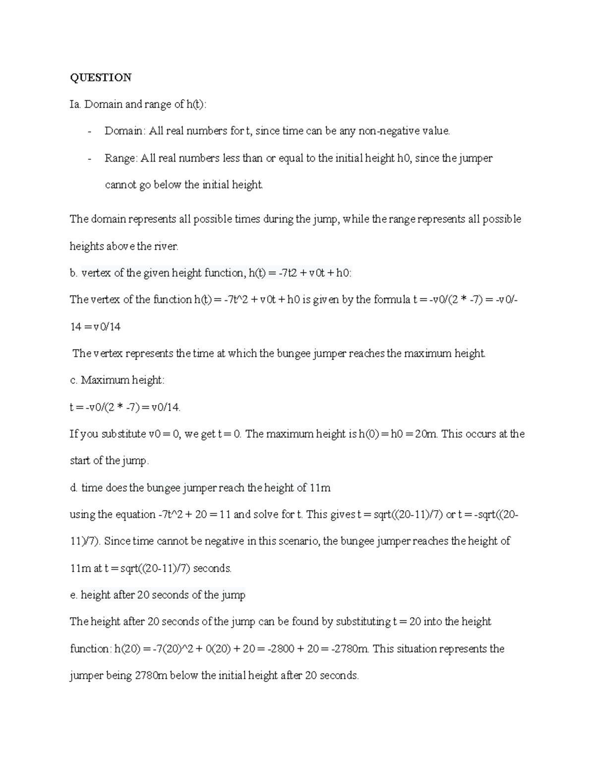 Math 1201 Unit 3 - College Algebra Bungee Jumping & Electricity Pricing ...