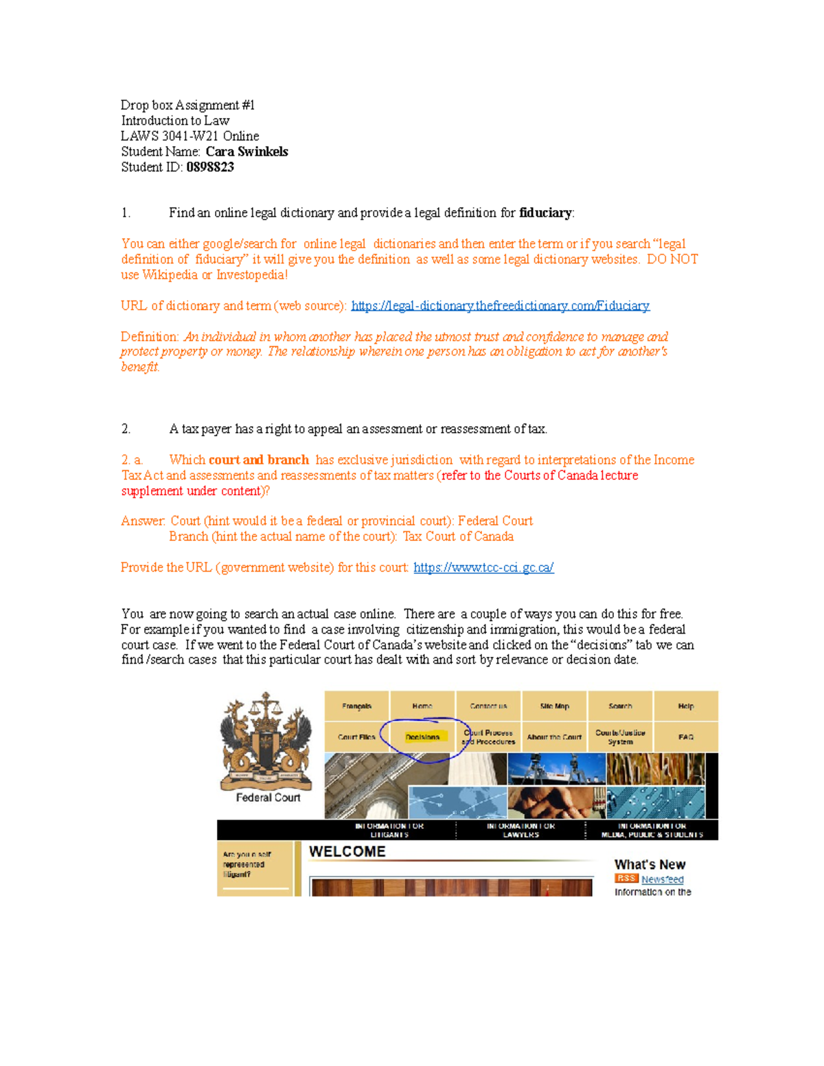 LAWS 3041-W21 Assignment #1: Introduction to Legal Concepts - Studocu