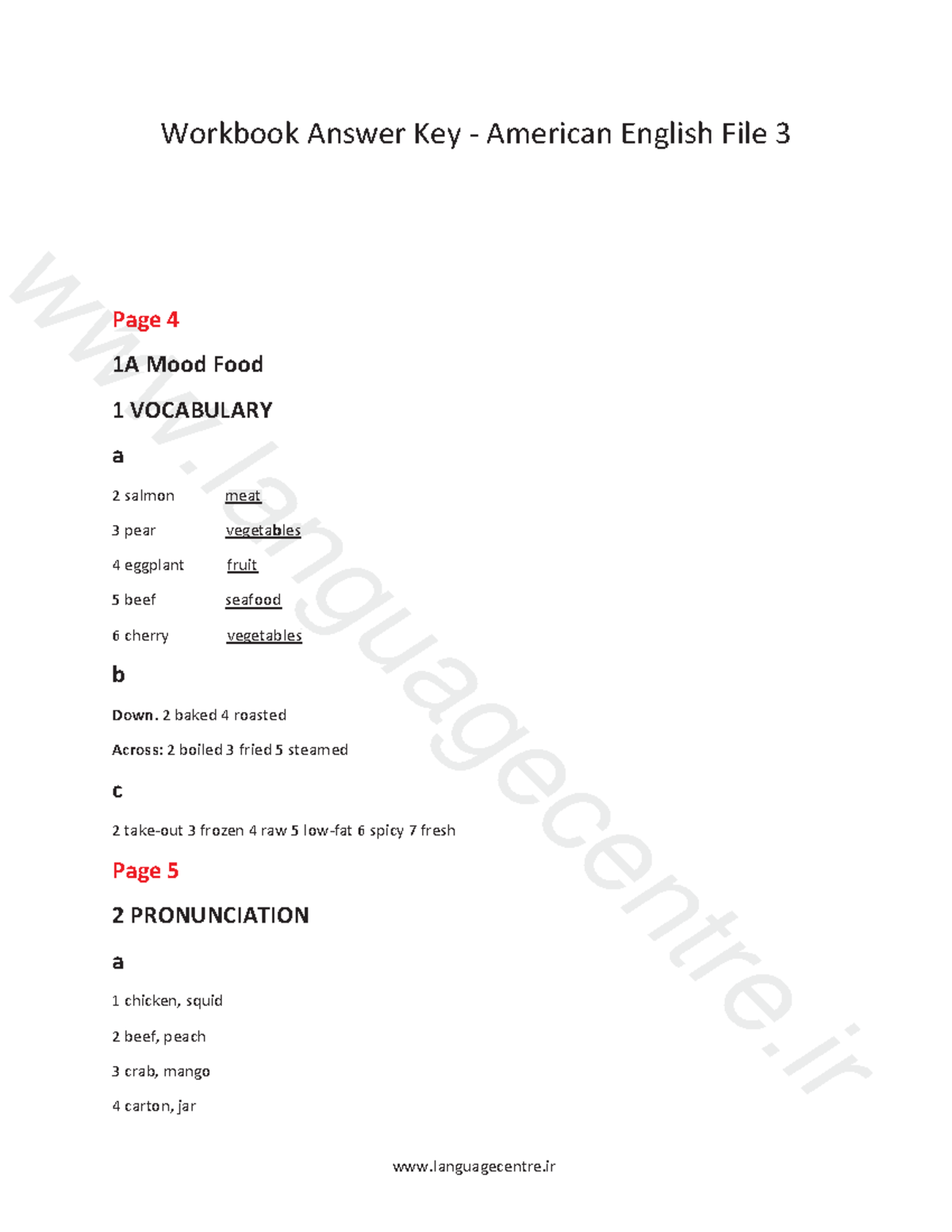 American English File 3: Workbook Answer Key & Vocabulary Guide - Studocu