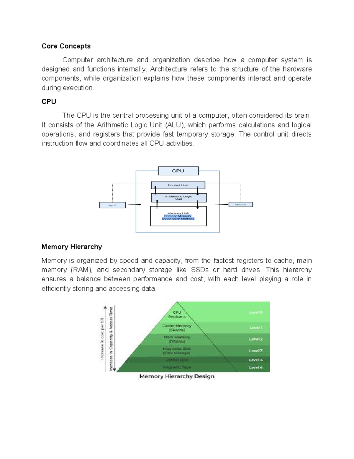Core Concepts in Computer Architecture and Organization - Studocu