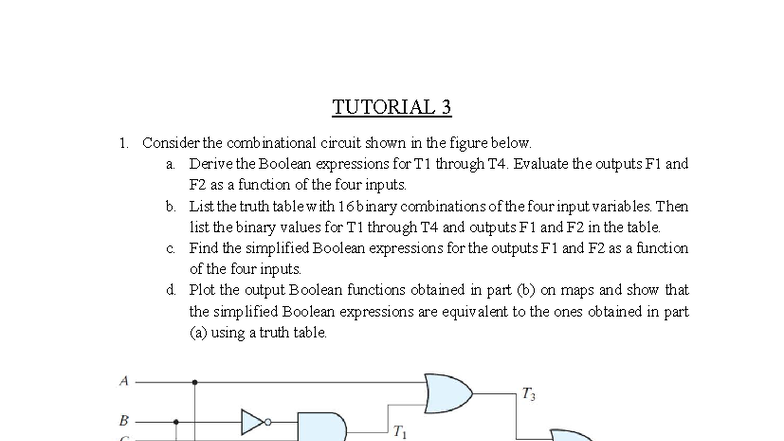 Tutorial 3 - Combinational Circuit Analysis and Boolean Simplification ...