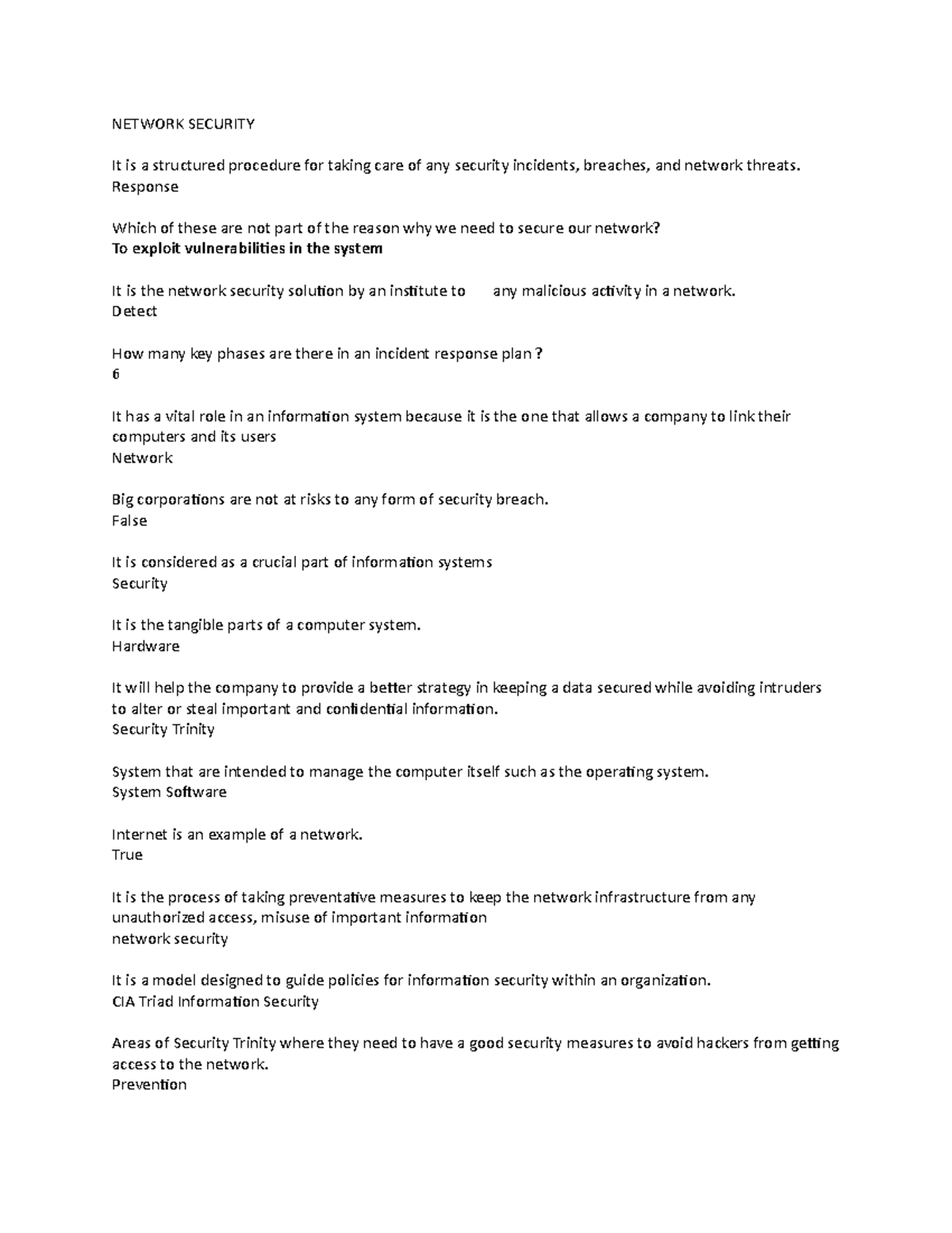 Network Security Prelim Quiz Insights and Key Concepts - Studocu