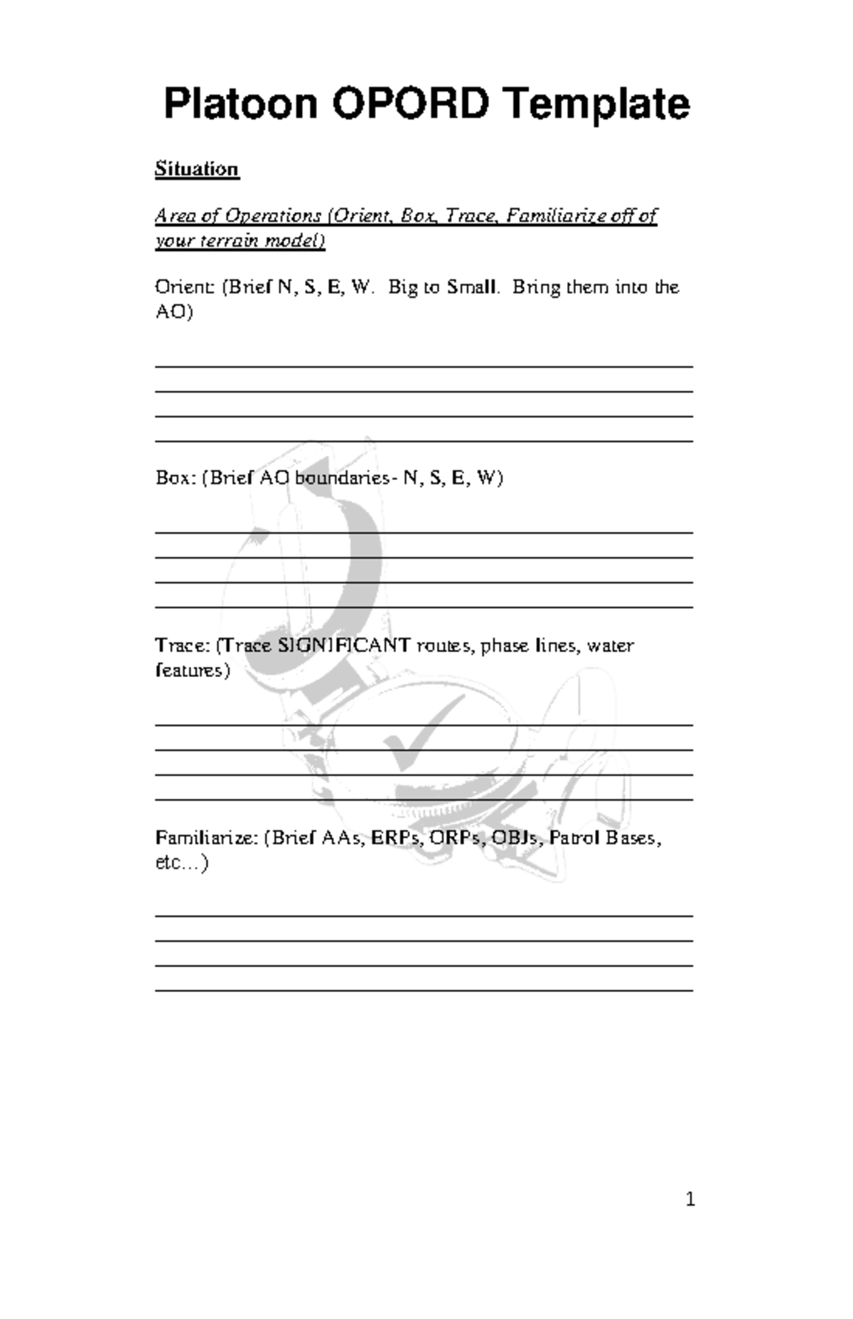 OPORD Template for Raid, Ambush, or Attack Operations - Studocu