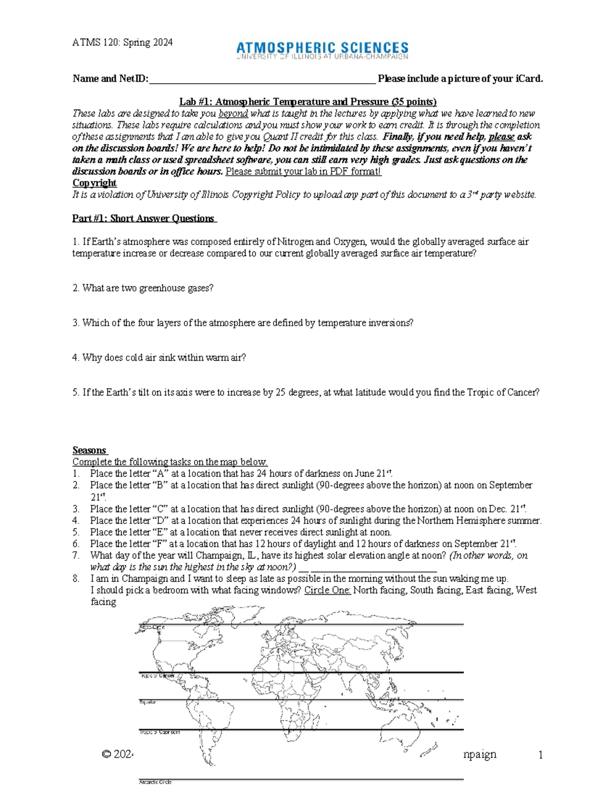 Lab 1: Atmospheric Temperature & Pressure ATMS120 SP24 - Instructions ...