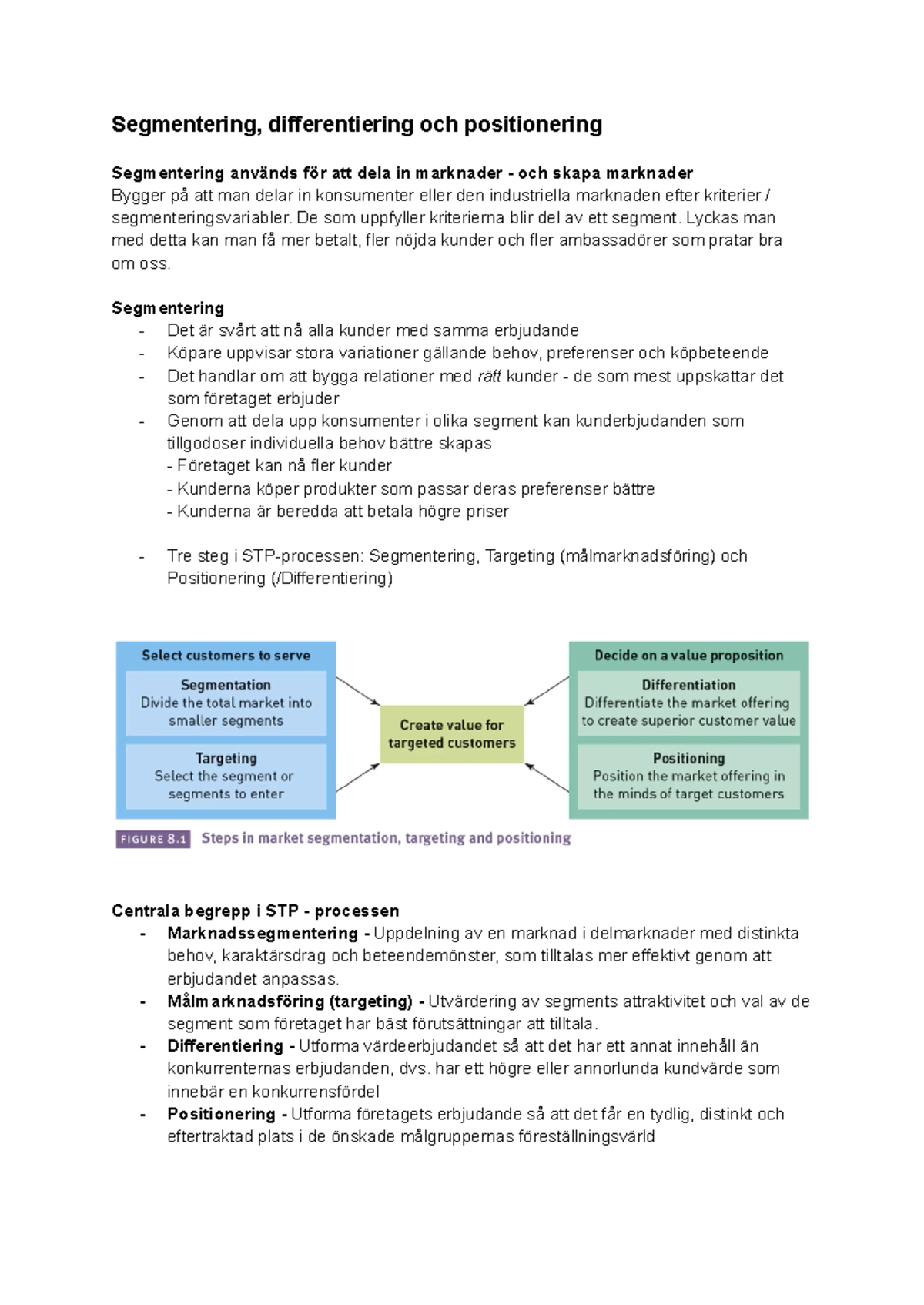 Föreläsning 8 Segmentering, differentiering och positionering ...