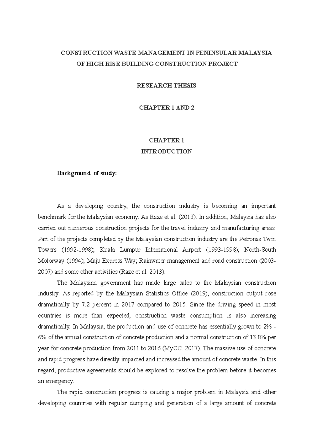 Research Thesis- construction waste management-concrete - CONSTRUCTION ...
