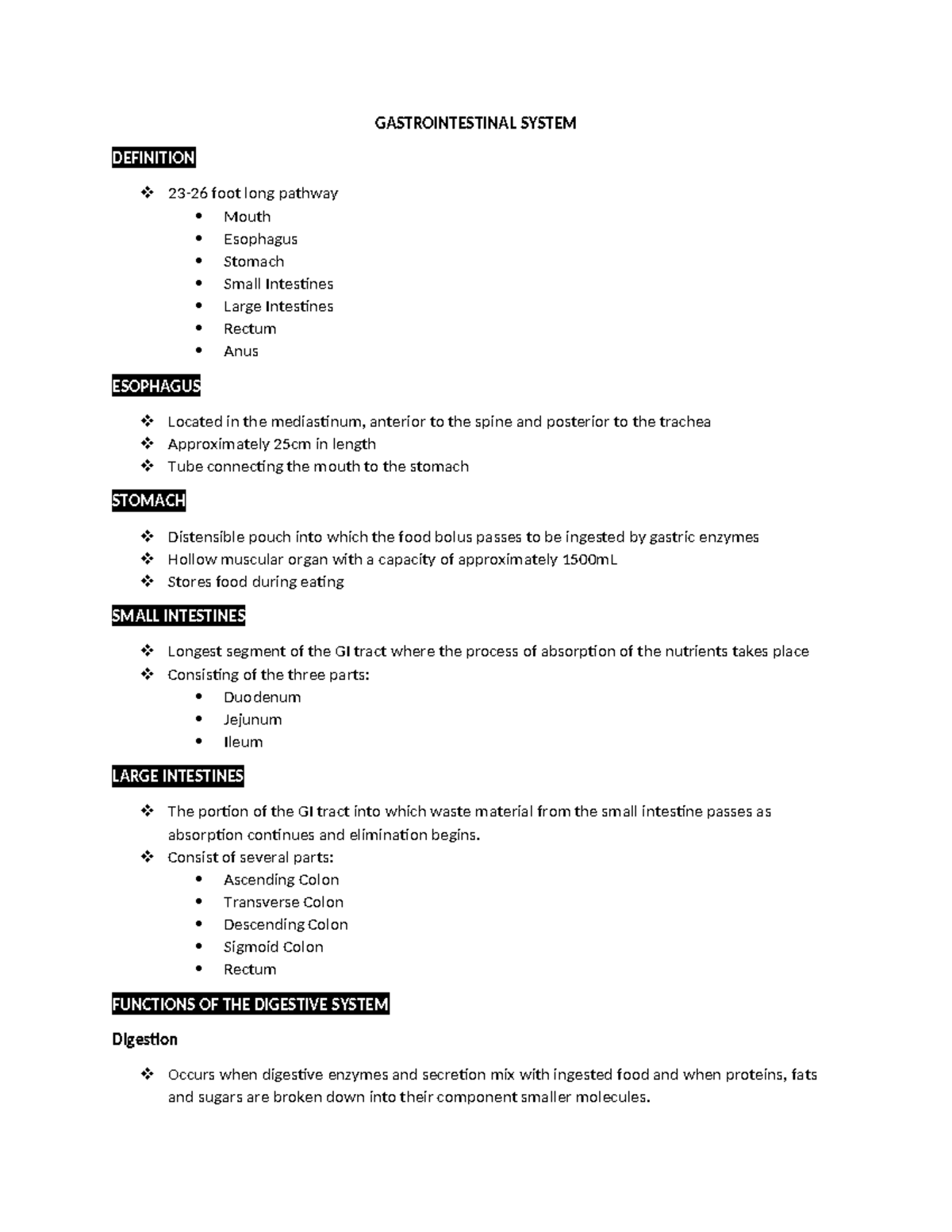 Gastrointestinal System: Overview & Key Functions (Bio 101) - Studocu