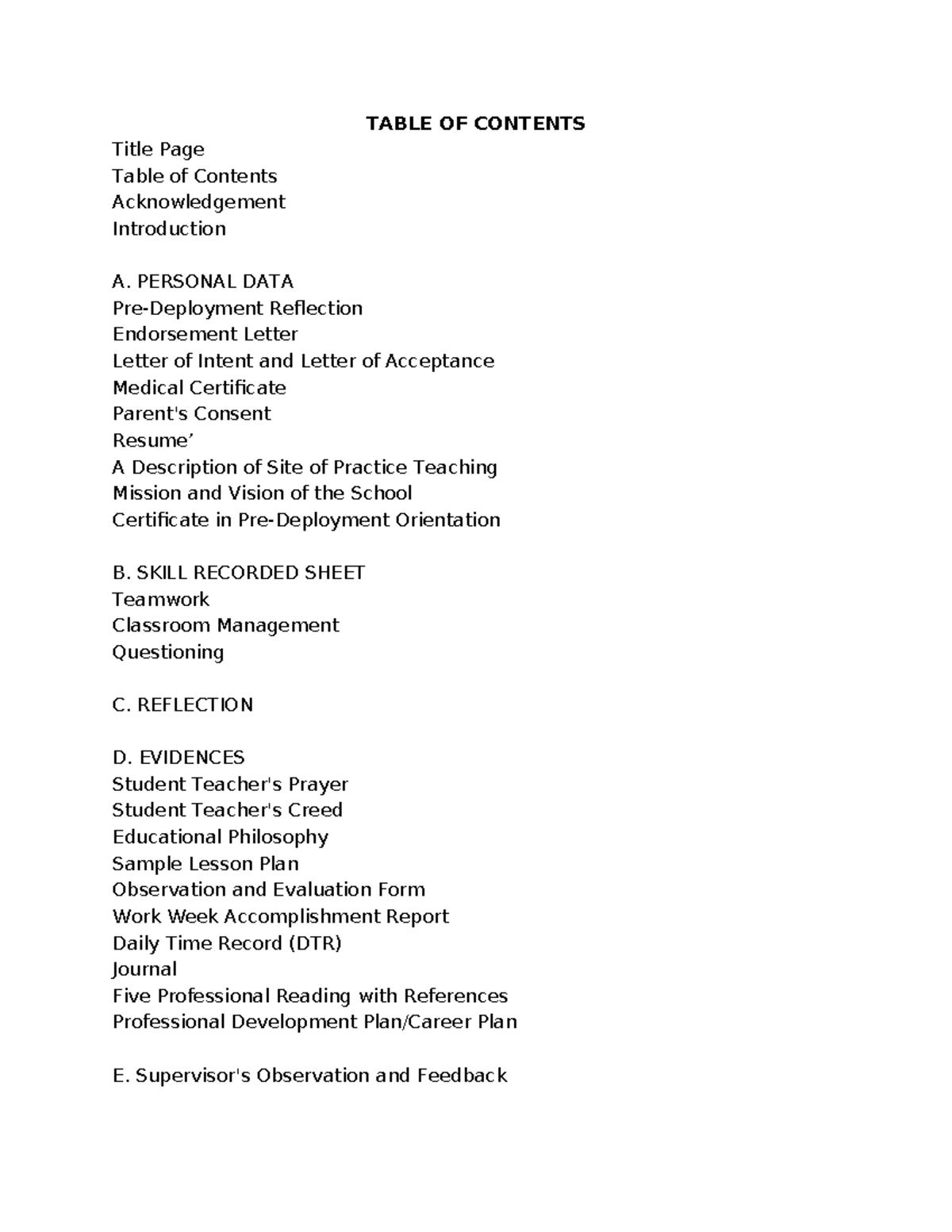 Table-OF- Contents - none - TABLE OF CONTENTS Title Page Table of ...
