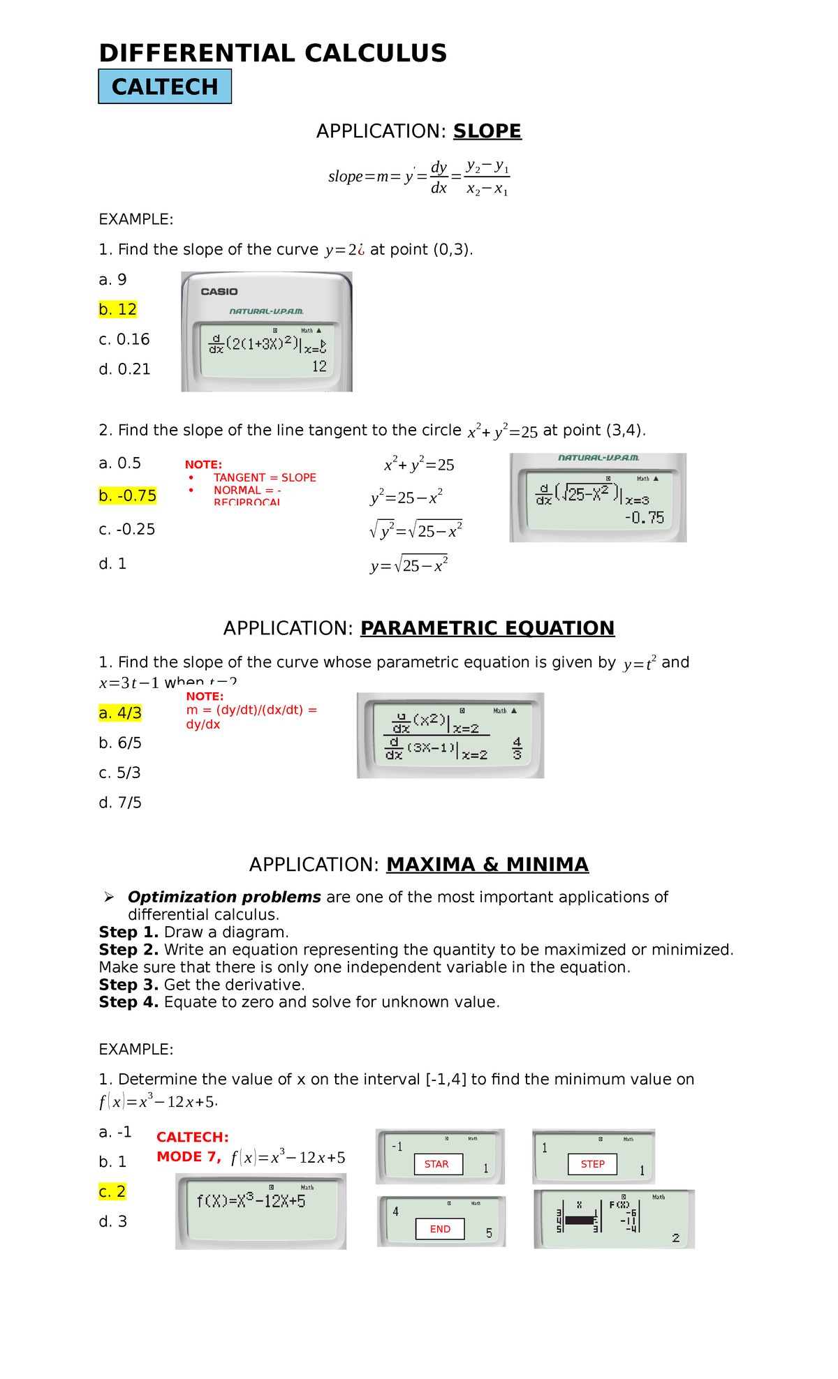 BSME Differential Calculus Techniques: Applications and Examples - Studocu