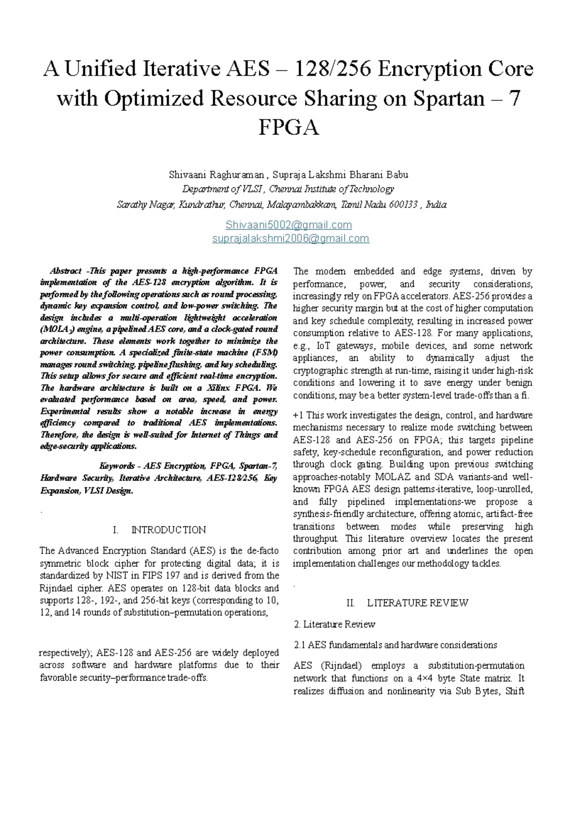 C2S - Final Exam: Optimized AES Encryption on Spartan 7 FPGA - Studocu