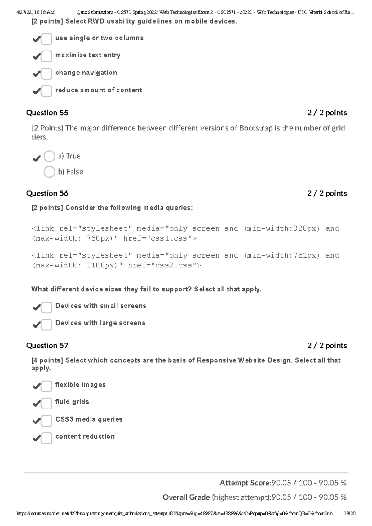 CS571 Summer 2022: Web Technologies Exam 2 Quiz Submissions - Studocu