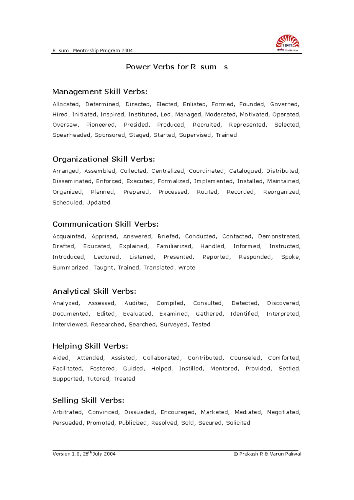 Power Verbs for Management Skills: A Comprehensive Guide (2004) - Studocu