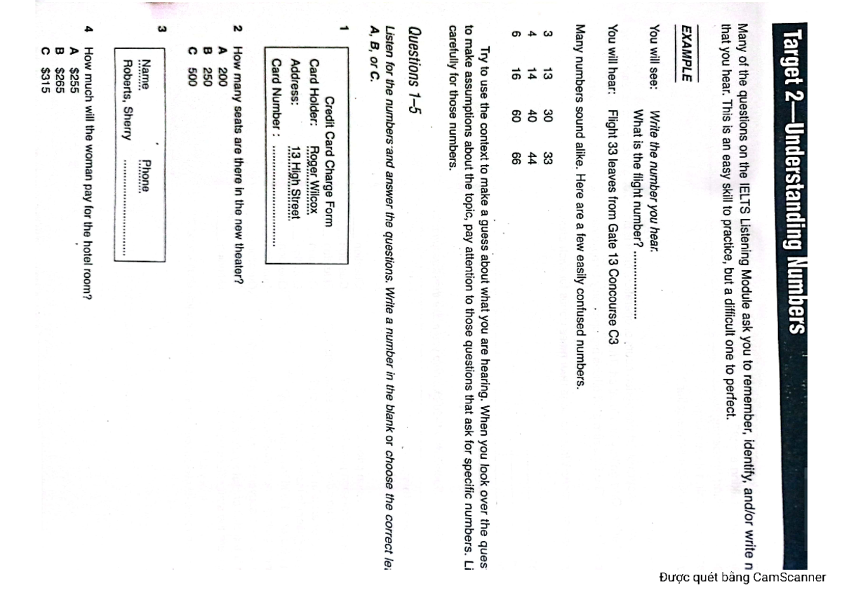 Listening for Numbers - Names - Target Numbers Many of the questions on ...