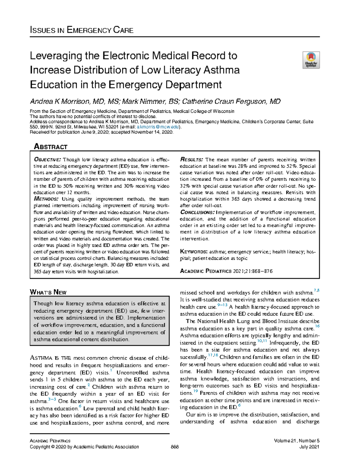 EDP 101: Enhancing Low Literacy Asthma Education in the Pediatric ED ...